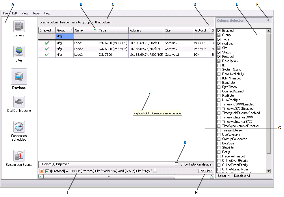 The Management Console interface