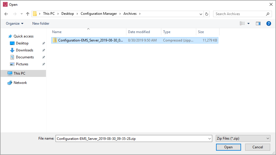 Loading a Configuration from an Archive