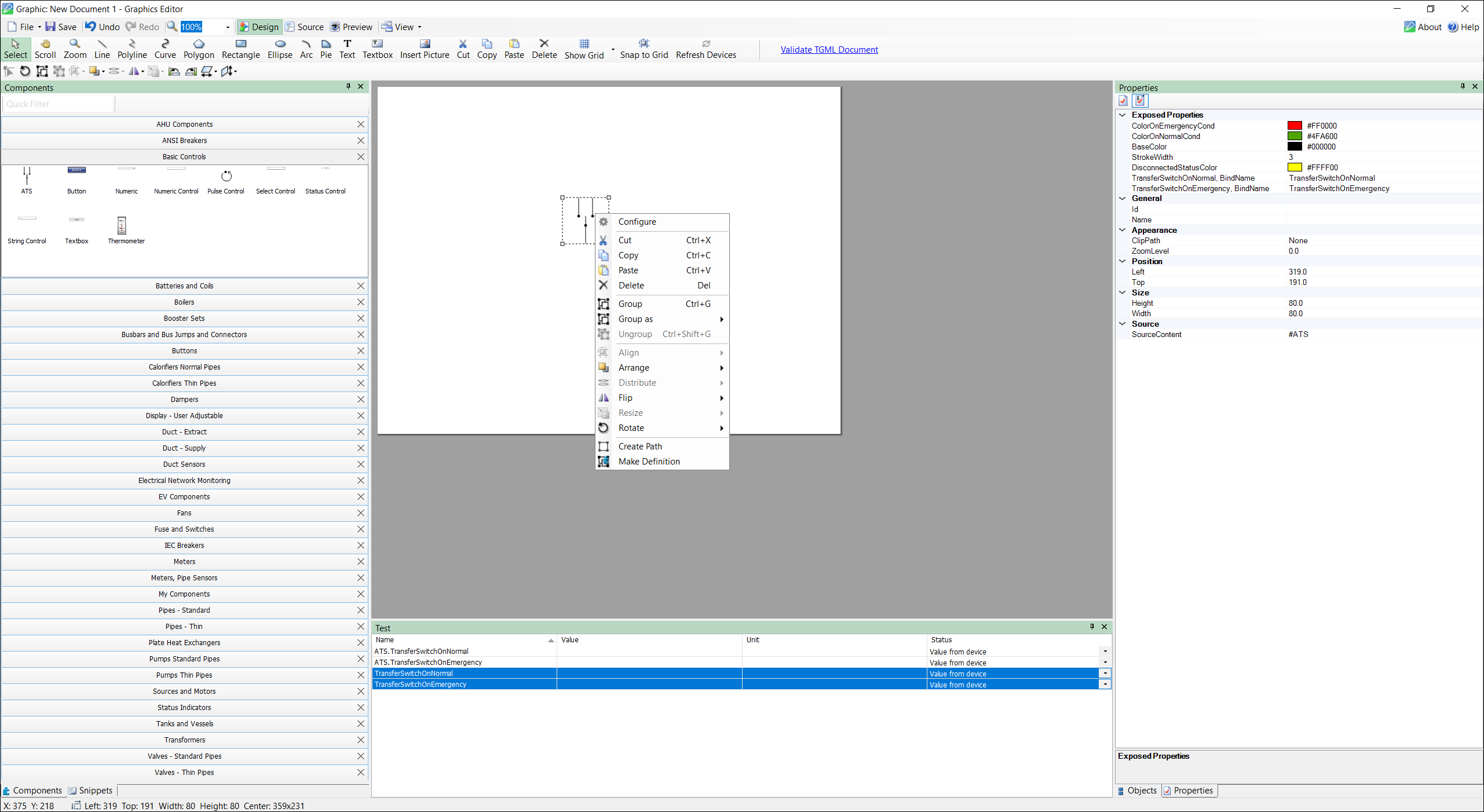 Configuring ATS graphics