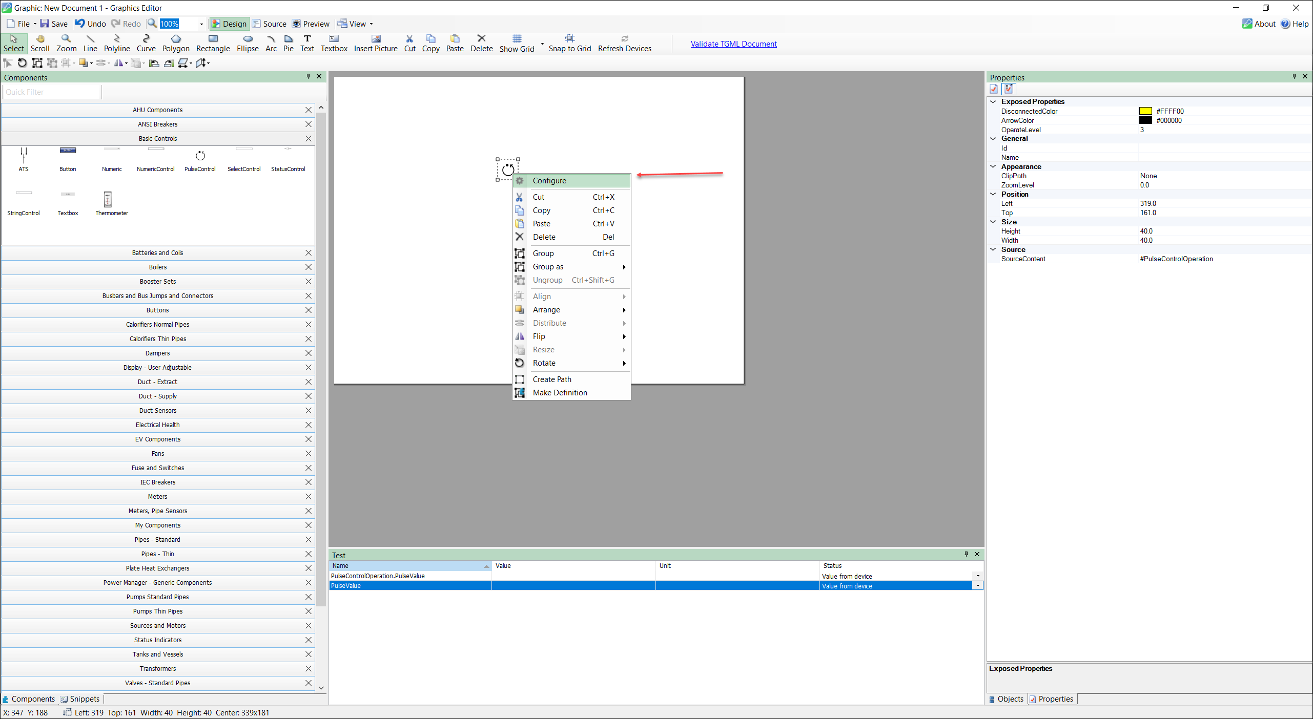 Configuring Pulse Control components