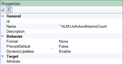 Binding and filtering alarm counts