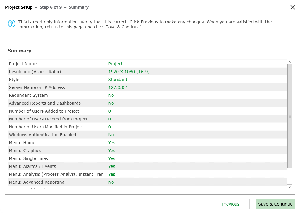 Project Setup: Summary