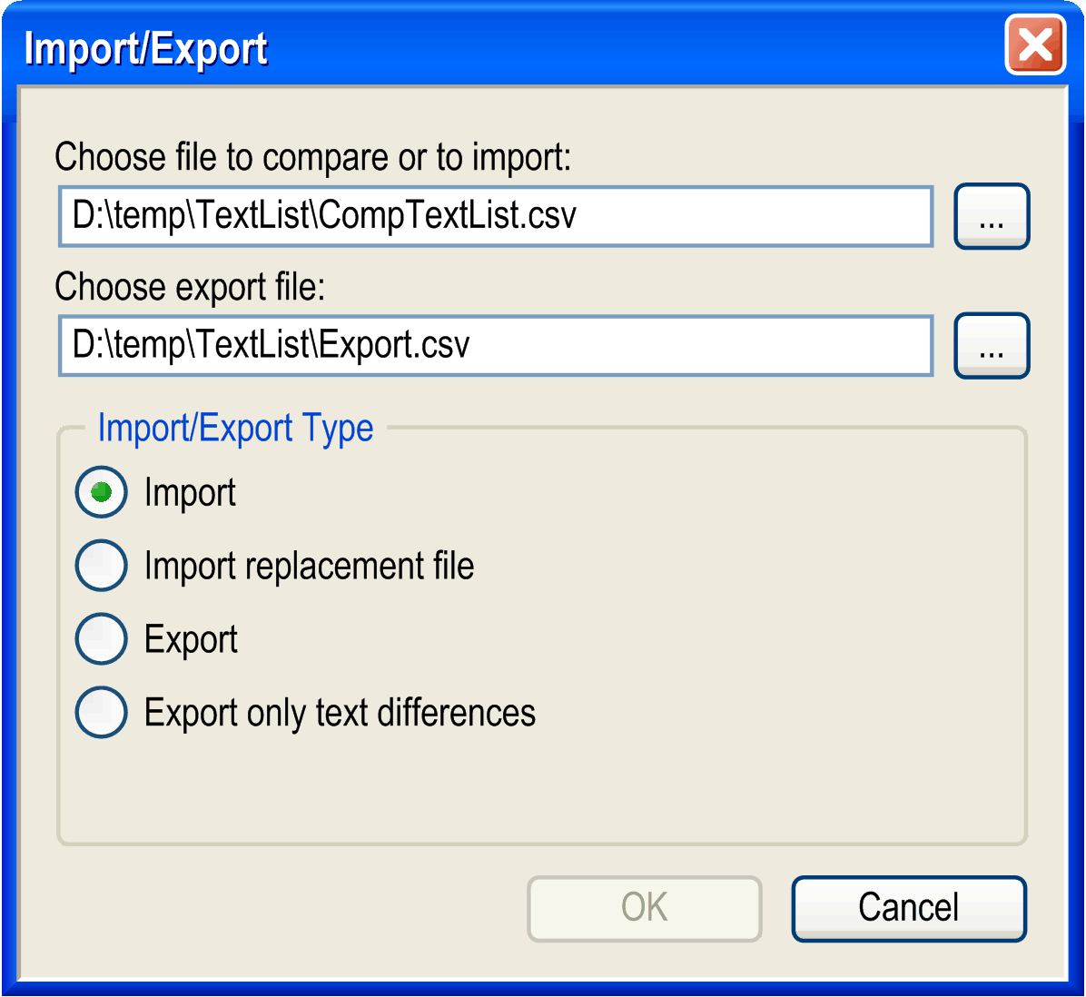 Import/Export Textlists