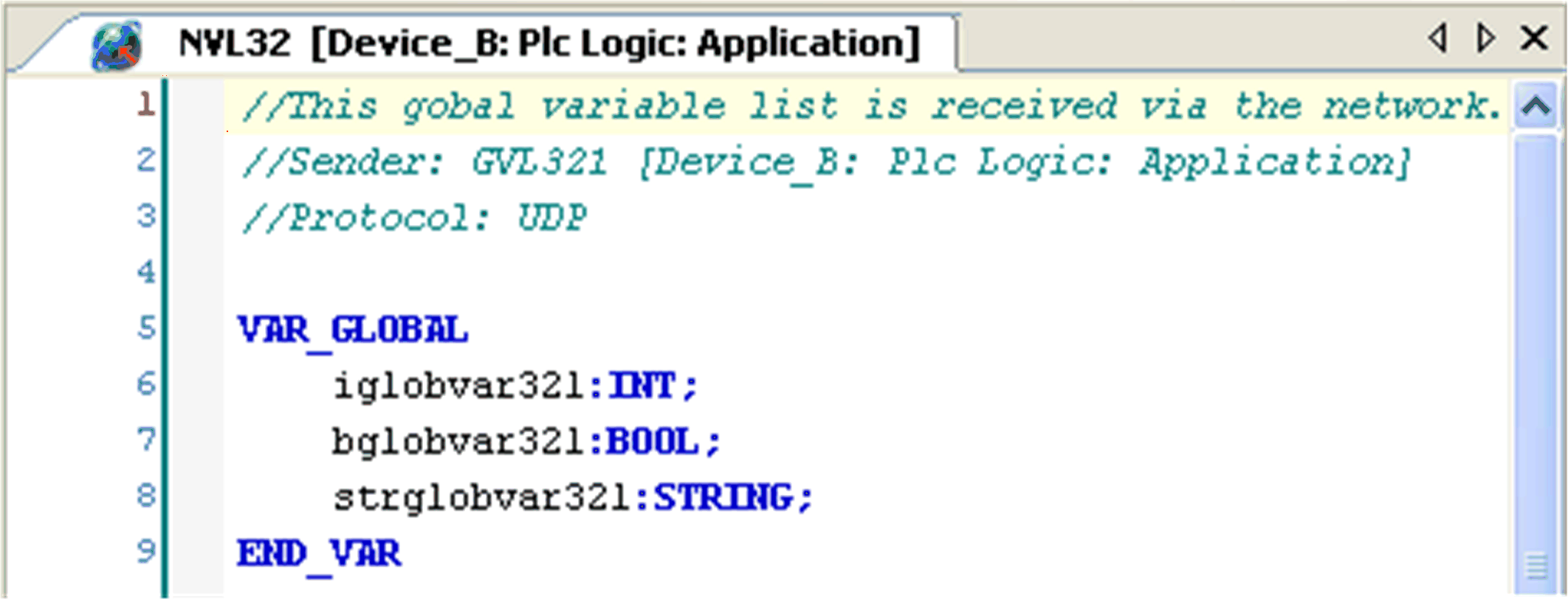 Network Variable List (Receiver)