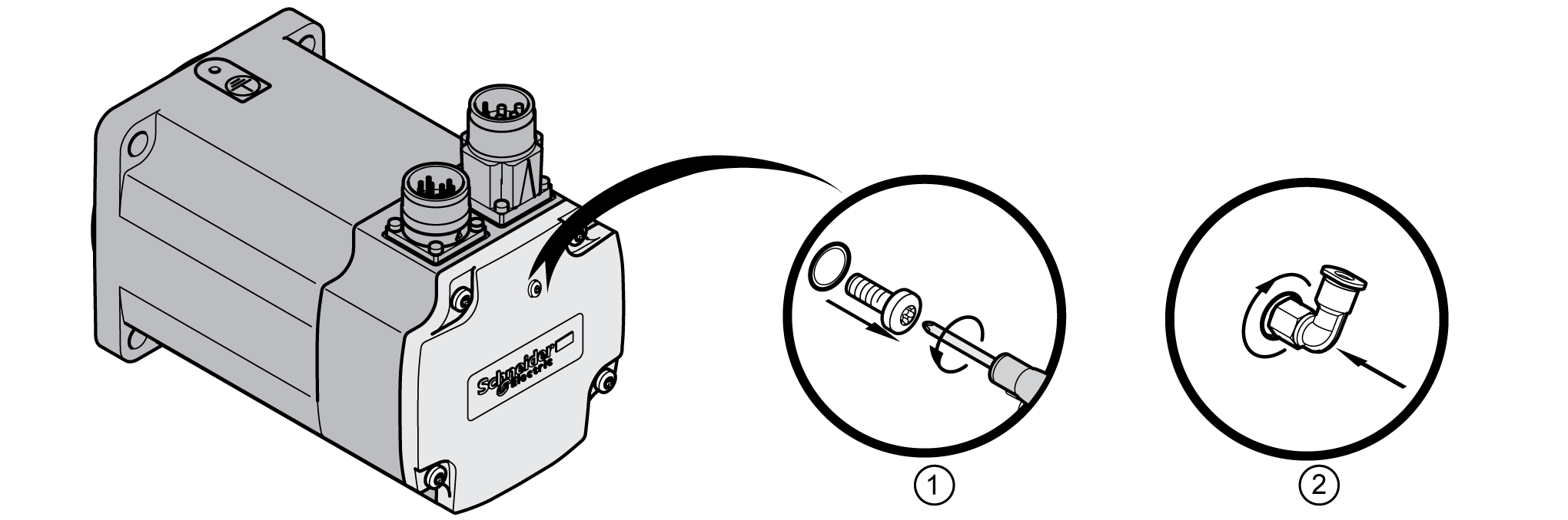 Compressed Air Connection for Motors with Two-Cable Connection