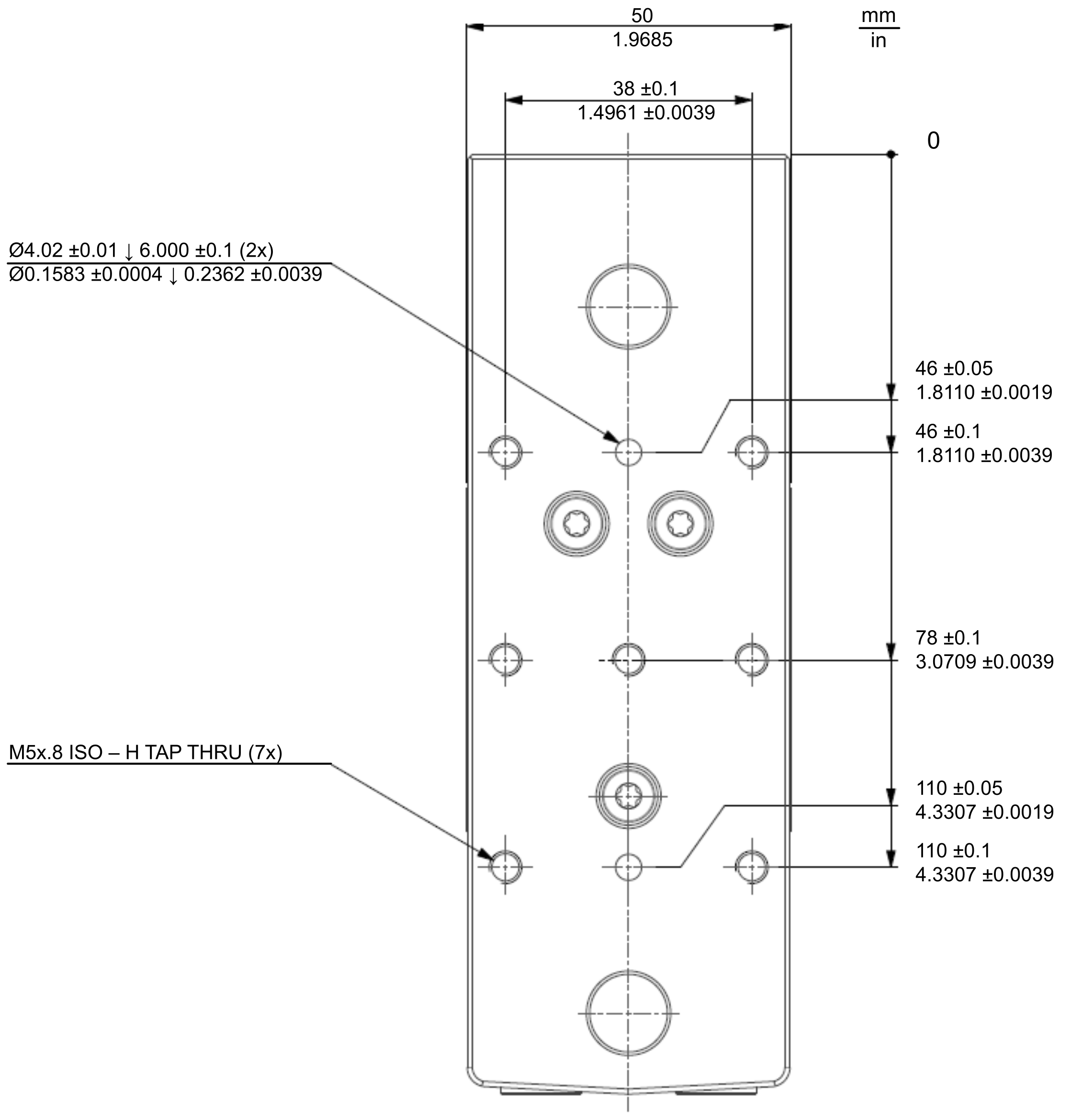 Dimensions and Drilling Templates