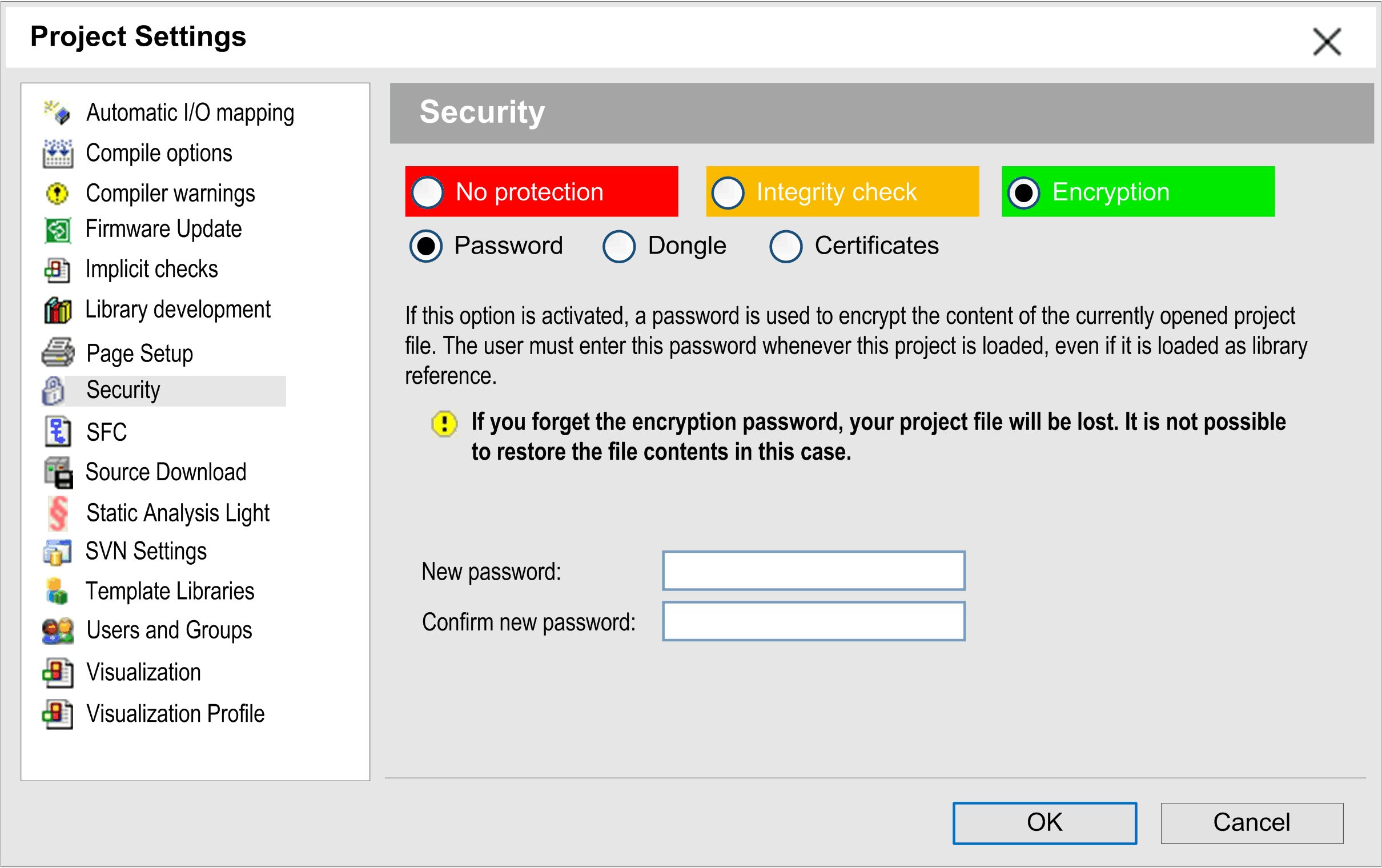 Project Settings - Security