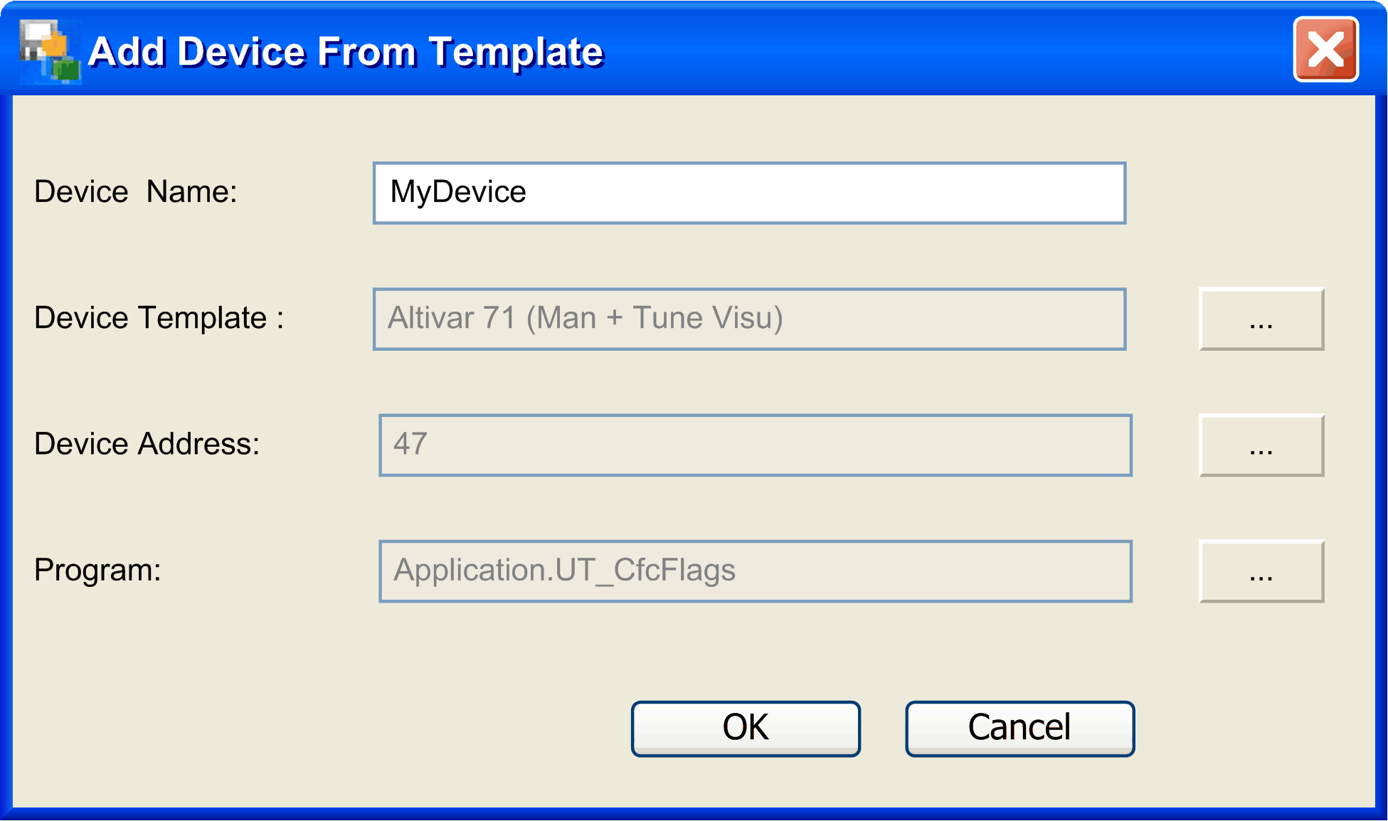 Adding Devices from Template