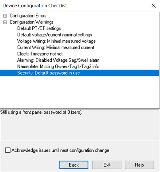 Viewing the Device Configuration Checklist